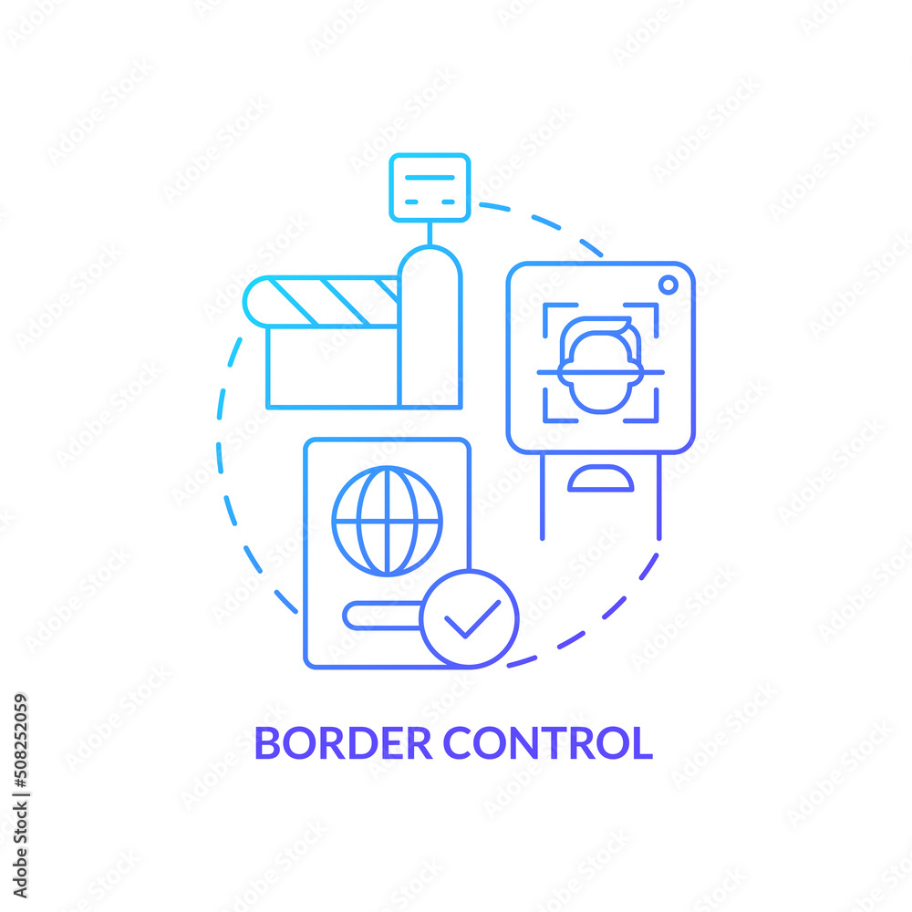 Border control blue gradient concept icon. Biometric technology ...