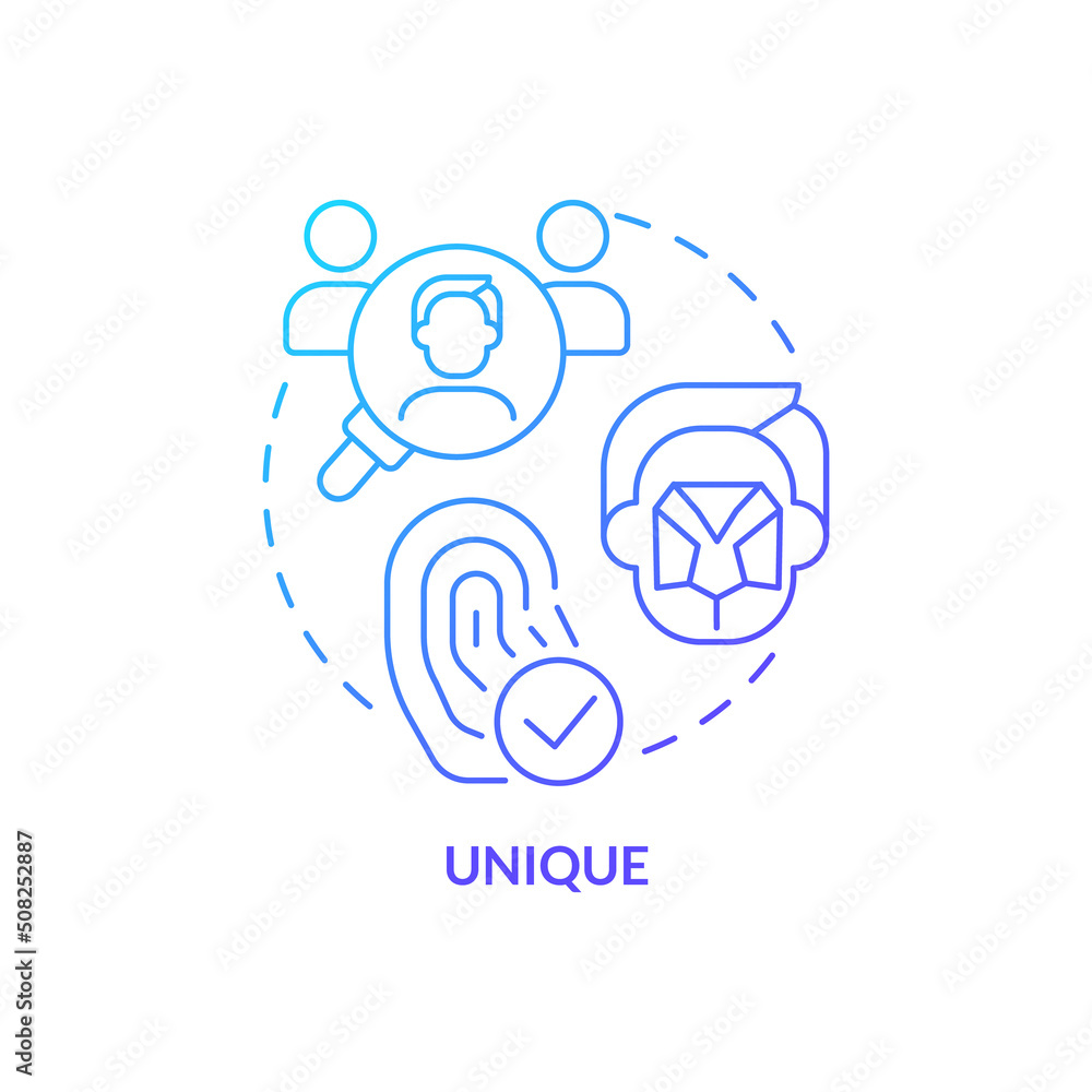 Unique blue gradient concept icon. Biometric data benefit abstract idea ...