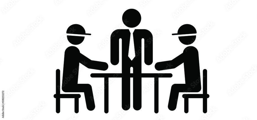 Cartoon boss stickman, stick figure. the people are talking at the ...