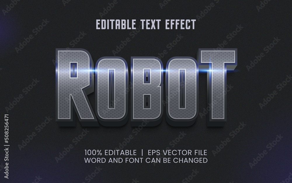 editable text effect with realistic robot game style Stock Vector ...