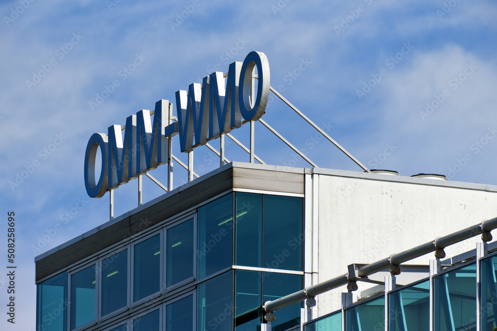Geneva Switzerland - may 30, 2022 : sign and logo on The WMO building ...