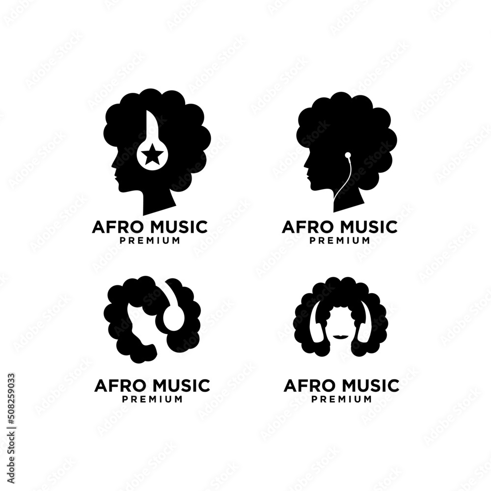 set collection afro music vector silhouette logo design Stock Vector ...