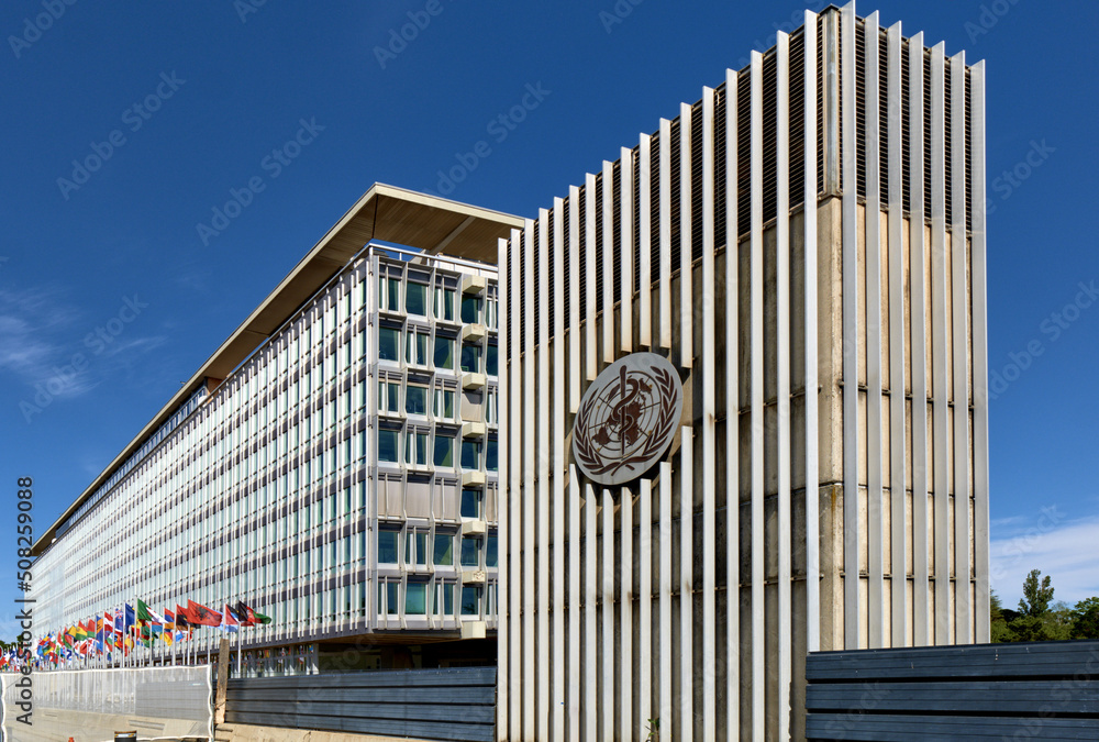 Geneva Switzerland - may 30, 2022 : sign and logo of The World Health ...