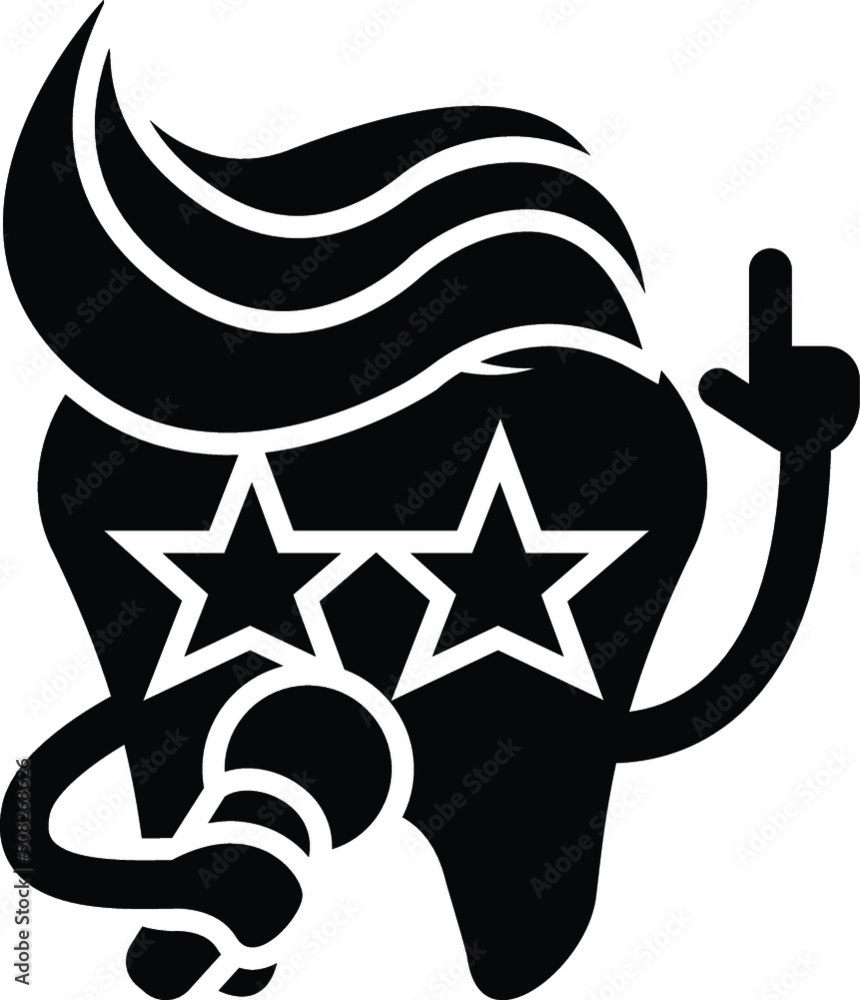 Cartoon Tooth Rockstar Musician Music Performance Teeth Molar Oral ...