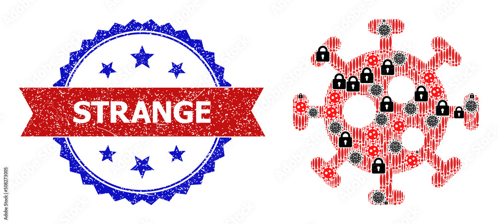 Vector covid mosaic virus icon, and bicolor dirty Strange seal. Mosaic ...