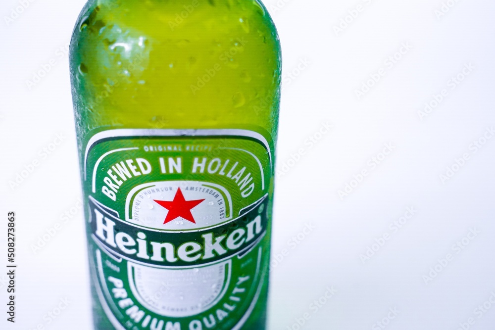 Marinette,WI - 29Nov2021 : Heineken, Beer. A Heineken beer bottle on a ...