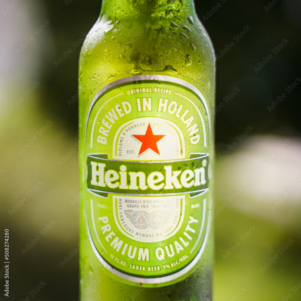 Marinette,WI - 29Nov2021 : Heineken, Beer. A Heineken beer bottle on a ...