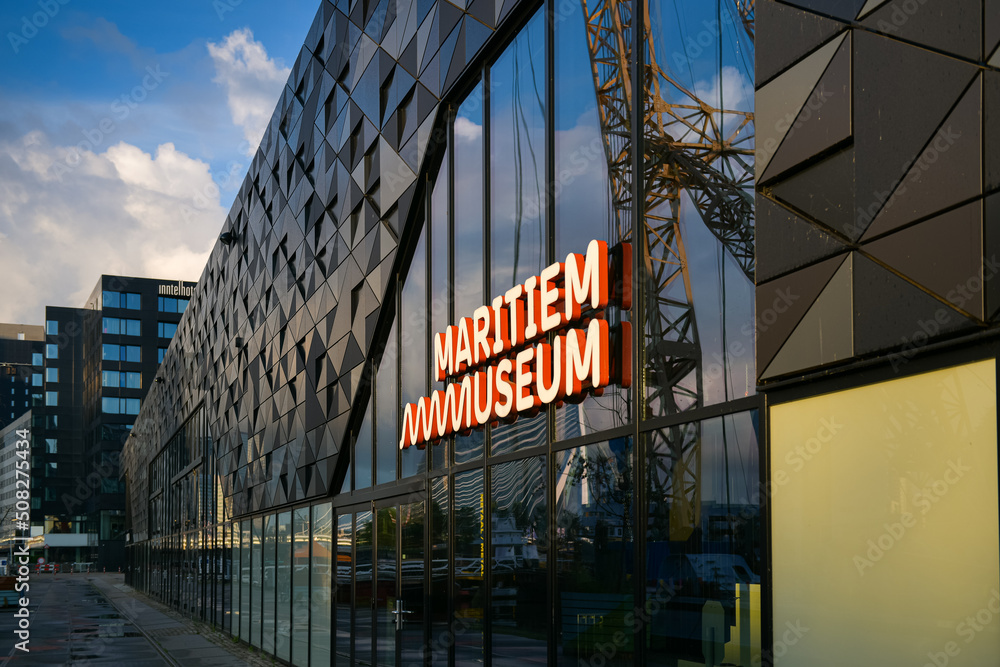 Maritime Museum building in Rotterdam during a beautiful summer sunrise ...
