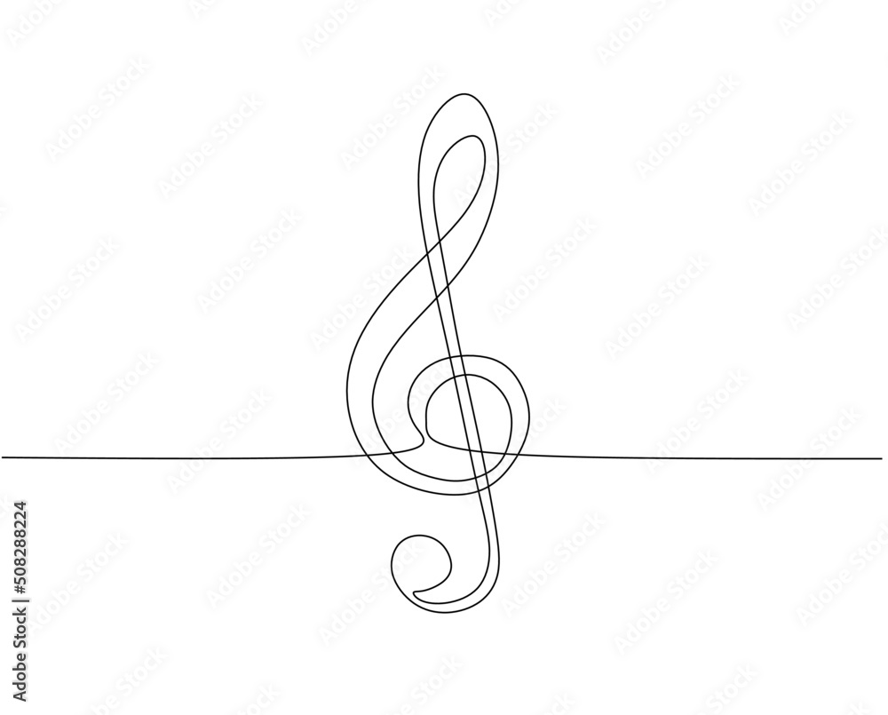 continuous single line drawing vector music symbol Stock Vector | Adobe ...