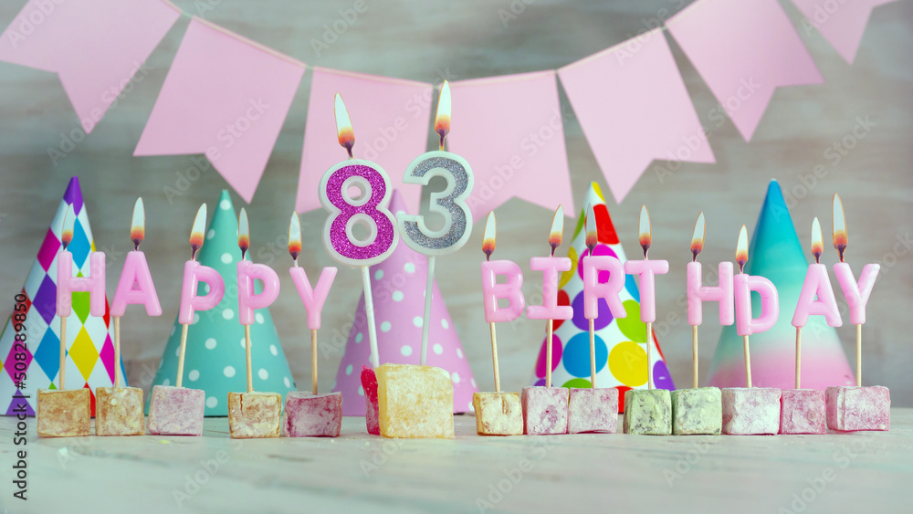 Happy birthday number 83 in pink pastel colors for a girl or woman ...