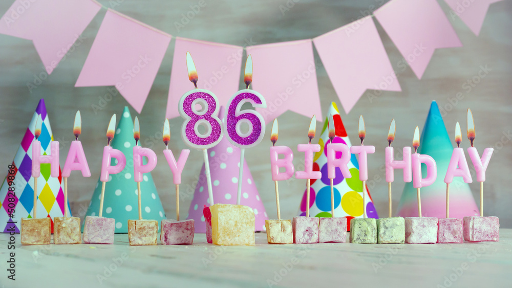 Happy birthday number 86 in pink pastel colors for a girl or woman ...