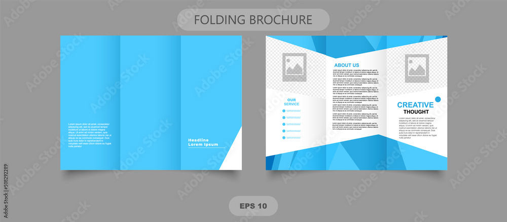 simple blue tri fold business brochure. Template design of blue trifold ...