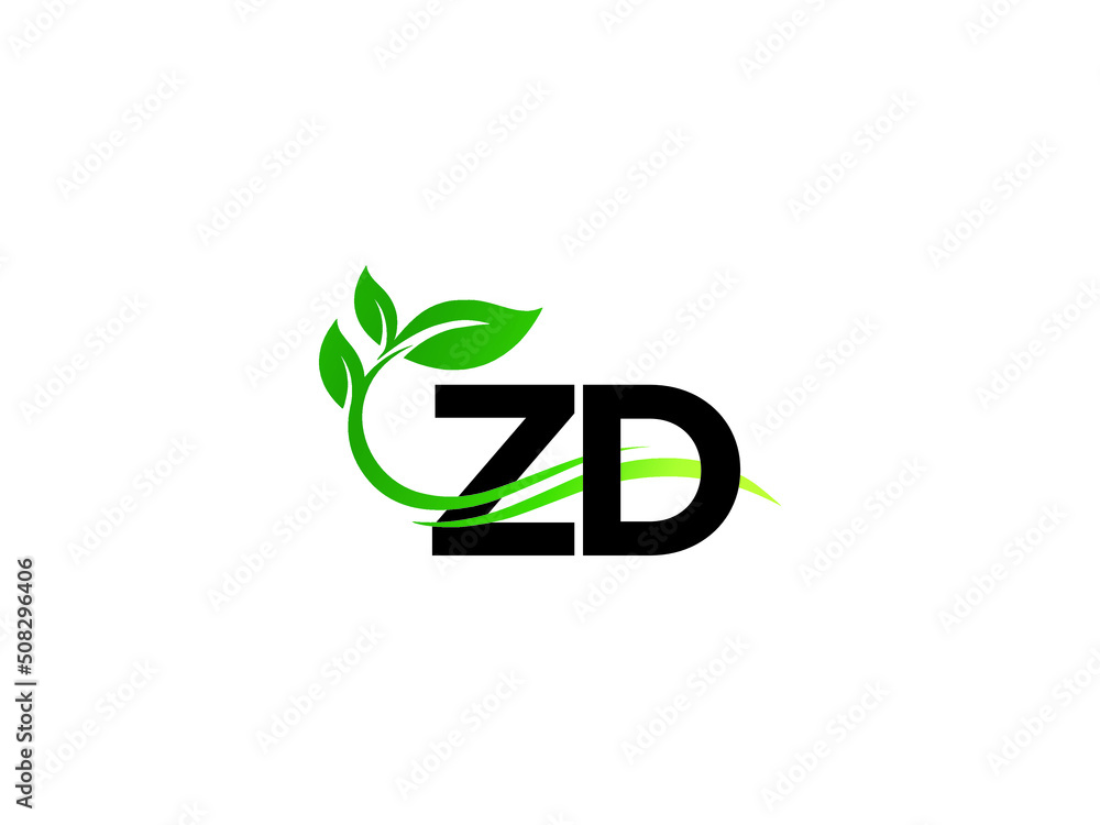 Colorful ZD Logo Icon, Letter Zd dz Green Logo Image Design With green ...