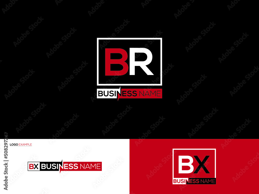Alphabet BR Logo Icon, Letter Br rb Logo Image Design With Red White ...