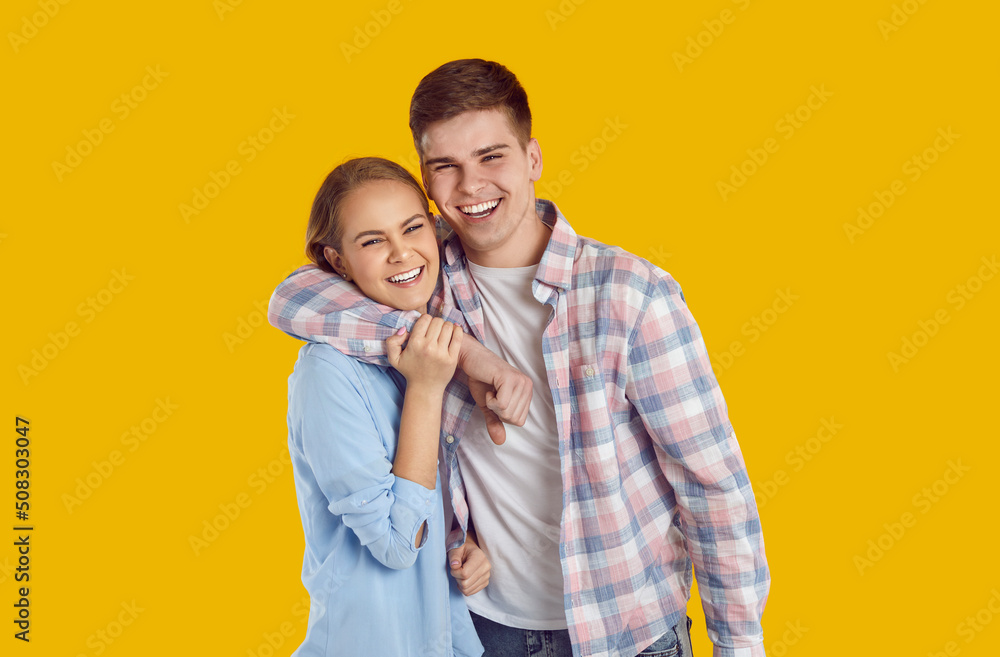 Happy beautiful romantic teenage couple. Older brother and sister with ...