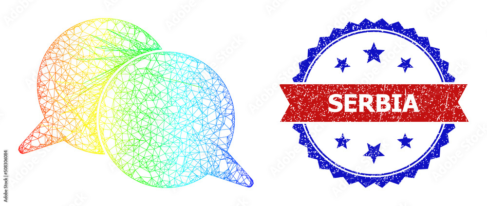 Mesh net talking messages model icon with rainbow gradient, and bicolor ...