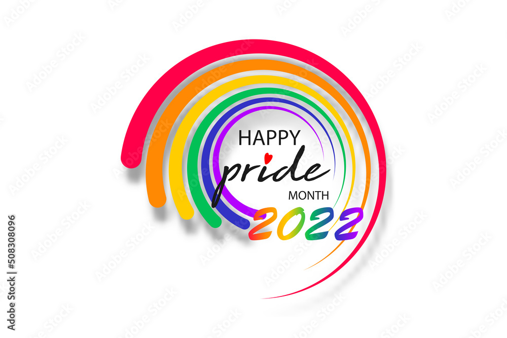 Pride month 2022 round logo with rainbow flag. Banner Pride symbol ...