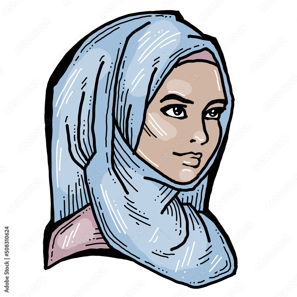 Young Arab woman with beautiful face in traditional fashion hijab head ...