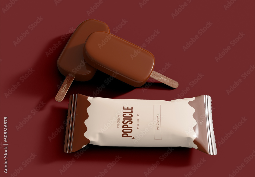 Two Popsicle Ice Cream Mockup Stock Template | Adobe Stock