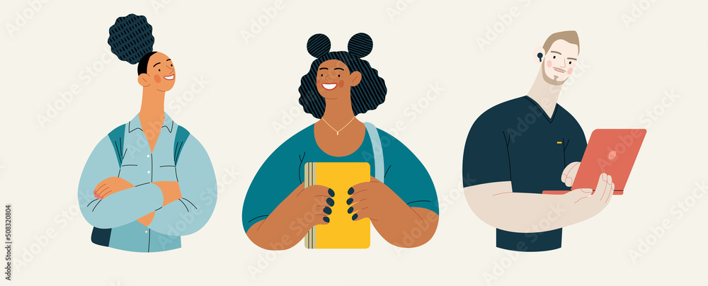 People portrait - Students -Modern flat vector concept illustration of ...