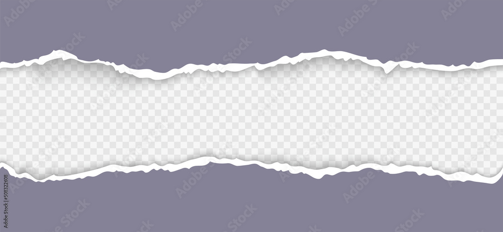 Paper texture effect with damaged edge isolated on transparent ...