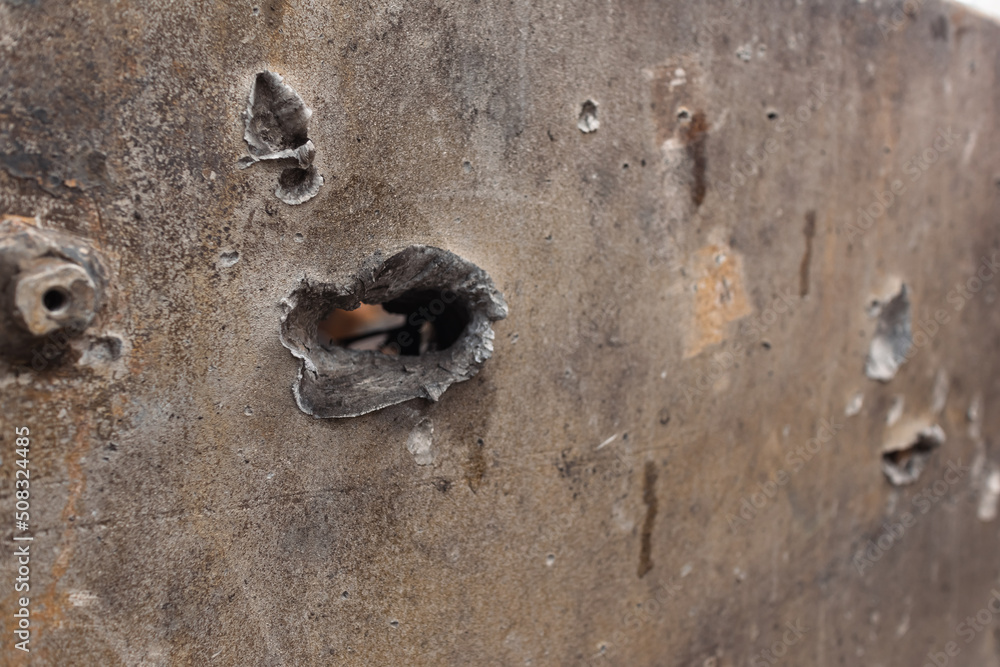 Bullet holes in Rusty russian tank burned by the Ukrainian military ...