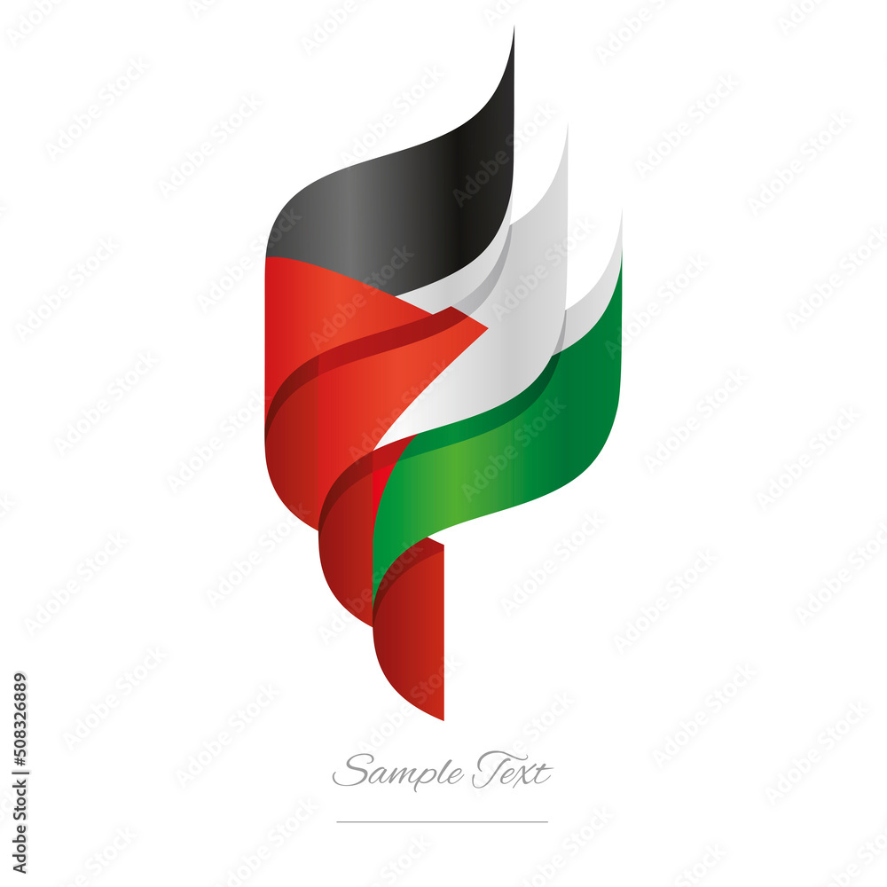 Palestine abstract 3D wavy flag red black white green modern ...
