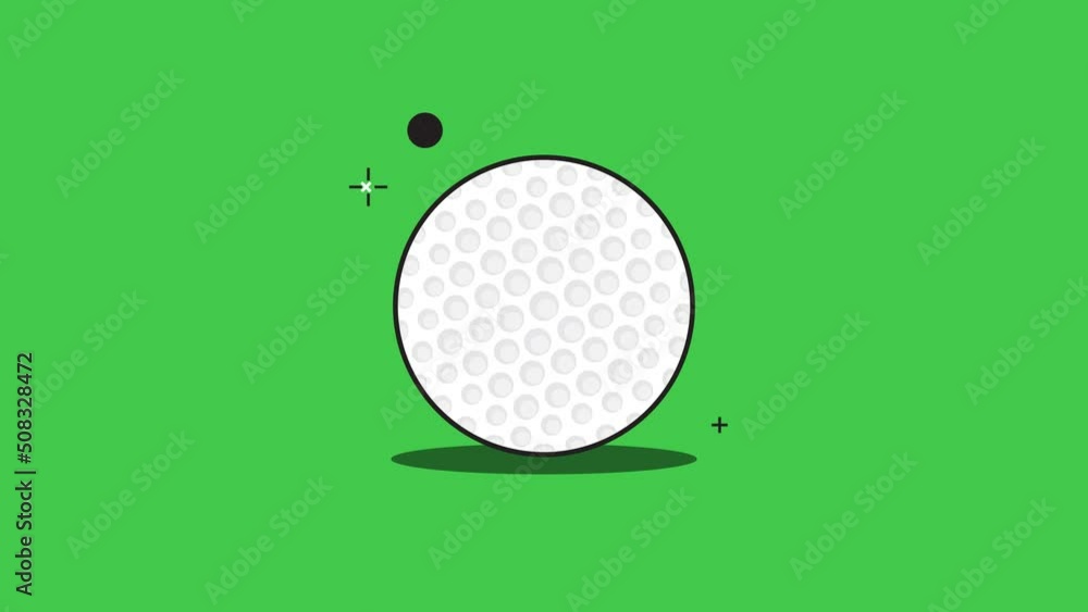 Simple animation with rolling Golf ball in flat design style. Seamless ...