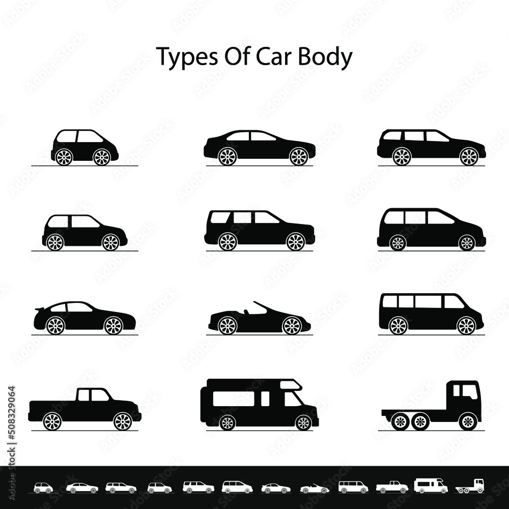 Vector icon set. Car body types for an app or website. Stock Vector ...