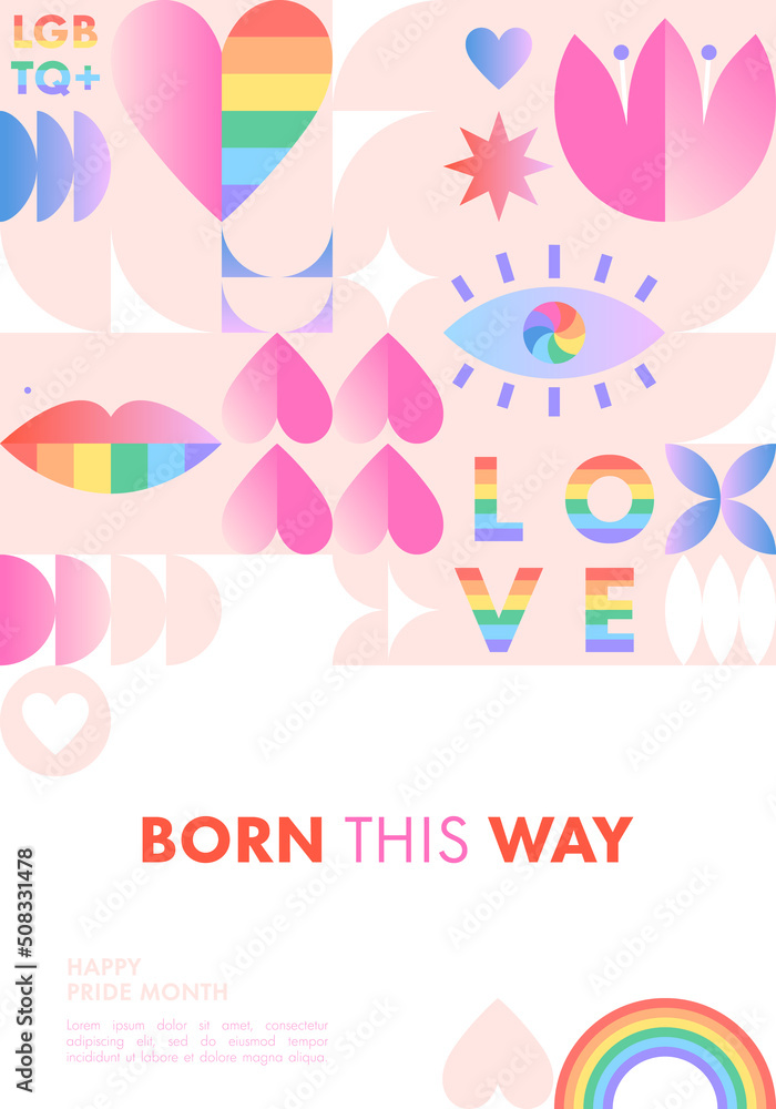 Pride month poster template.LGBTQ+ community vector layout in bauhaus ...