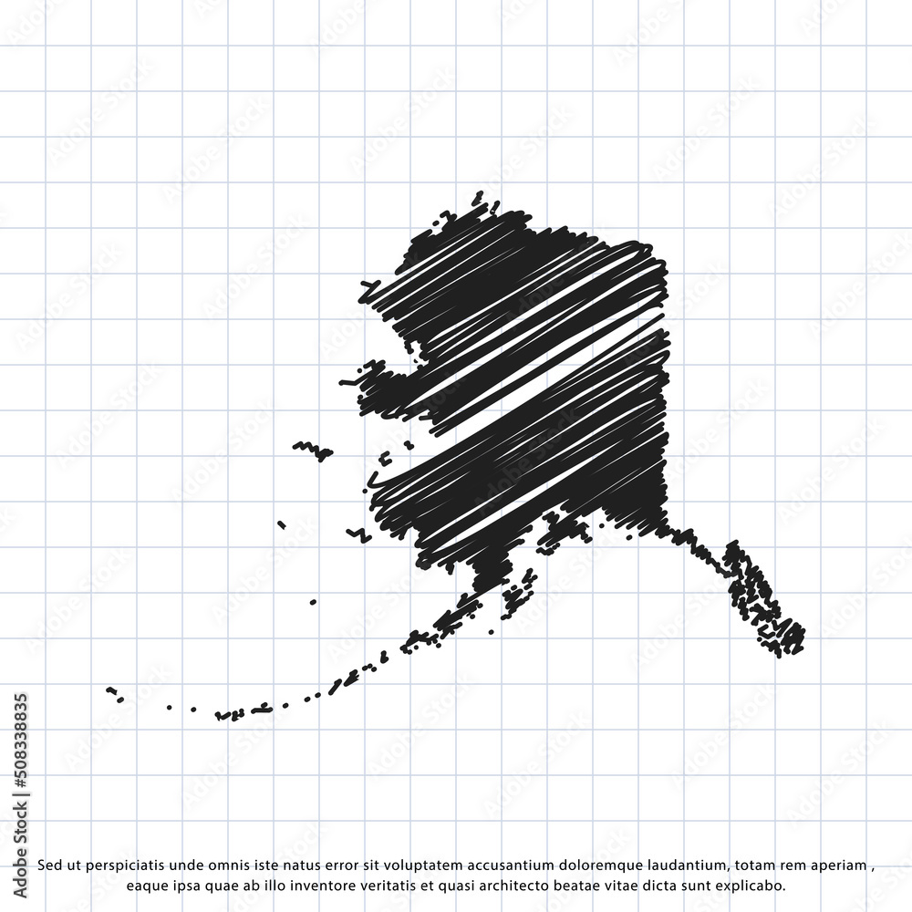 Map of Alaska freehand drawing on a sheet of exercise book. Vector ...