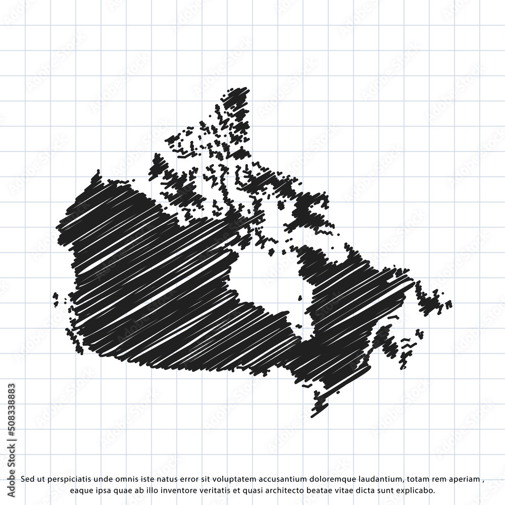 Map of Canada freehand drawing on a sheet of exercise book. Vector ...