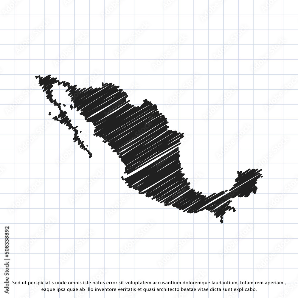Map of Mexico freehand drawing on a sheet of exercise book. Vector ...