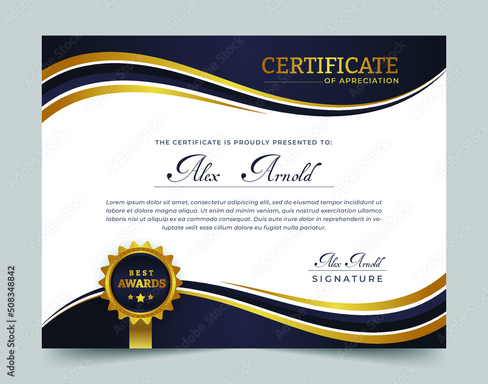 Dark and gold modern certificate of appreciation design. success, award ...