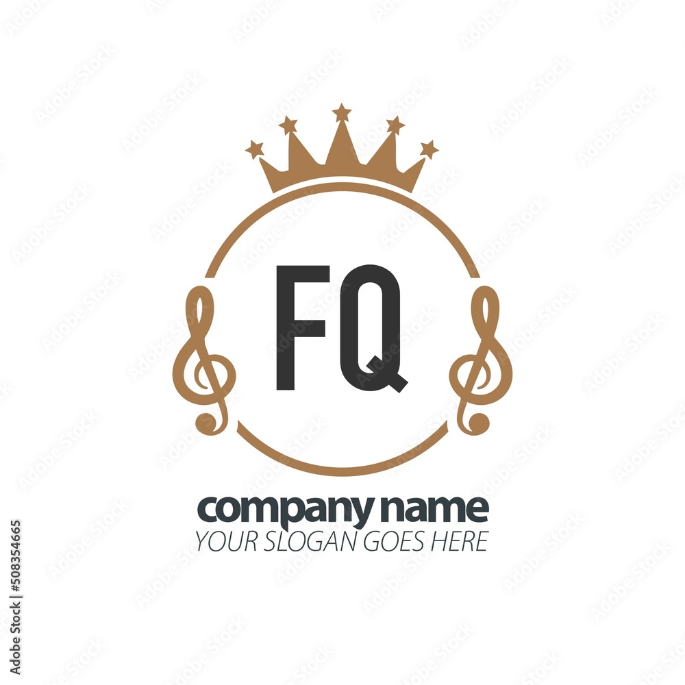 Initial Letter FQ Music Logo Crown. Musically Logo With Crown. Stock ...