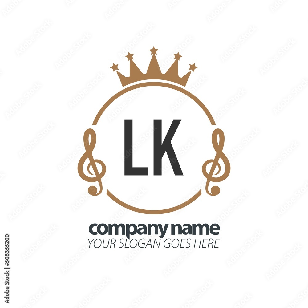 Initial Letter LK Music Logo Crown. Musically Logo With Crown. Stock ...