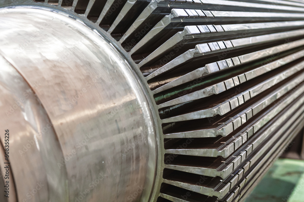 Workpiece of electric motor anchor in assembling workshop Stock Photo ...