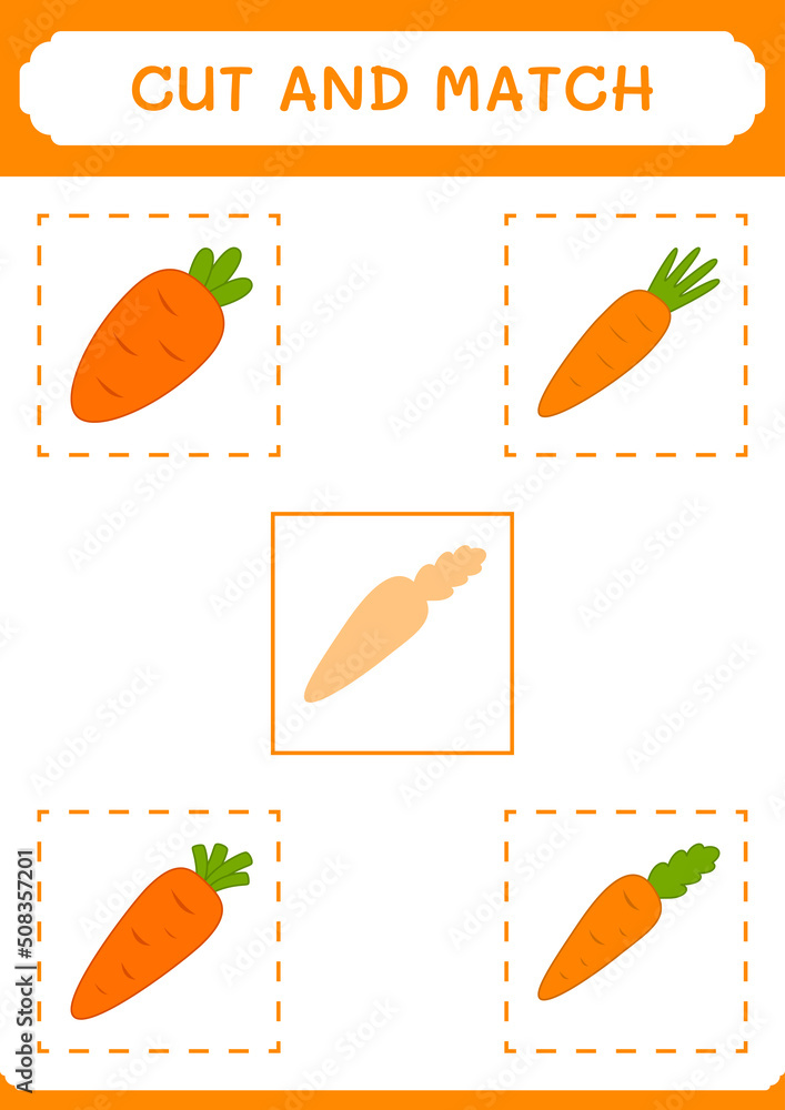 Cut and match parts of Carrot, game for children. Vector illustration ...