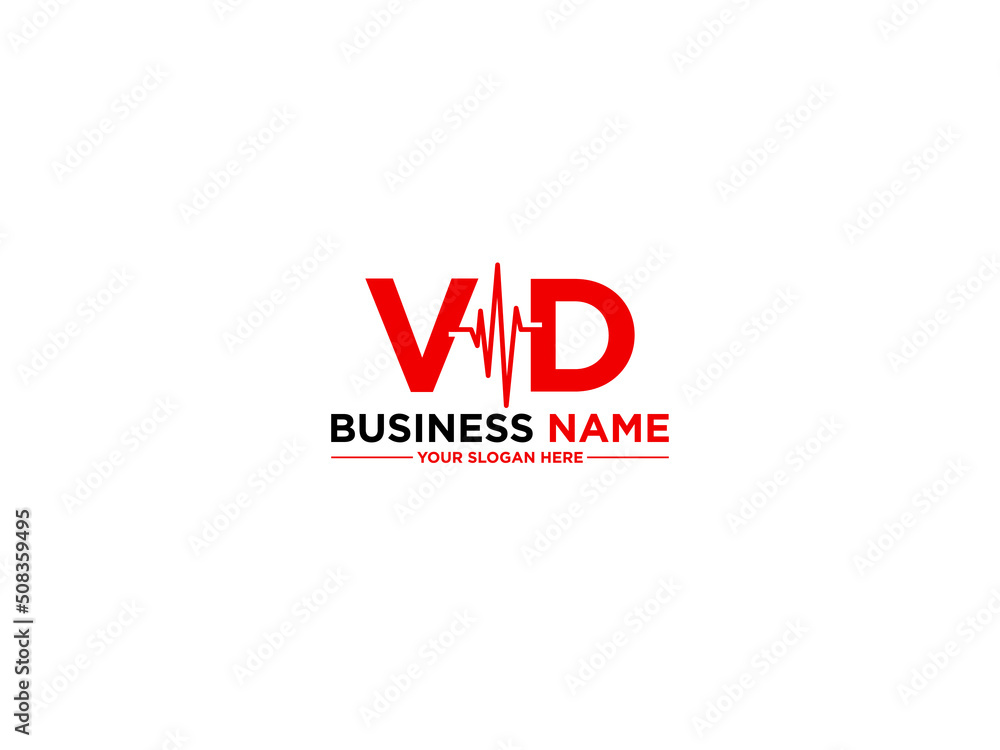 Letter VD Heart Logo, Medical Vd dv Logo Letter Vector Art For Music or ...