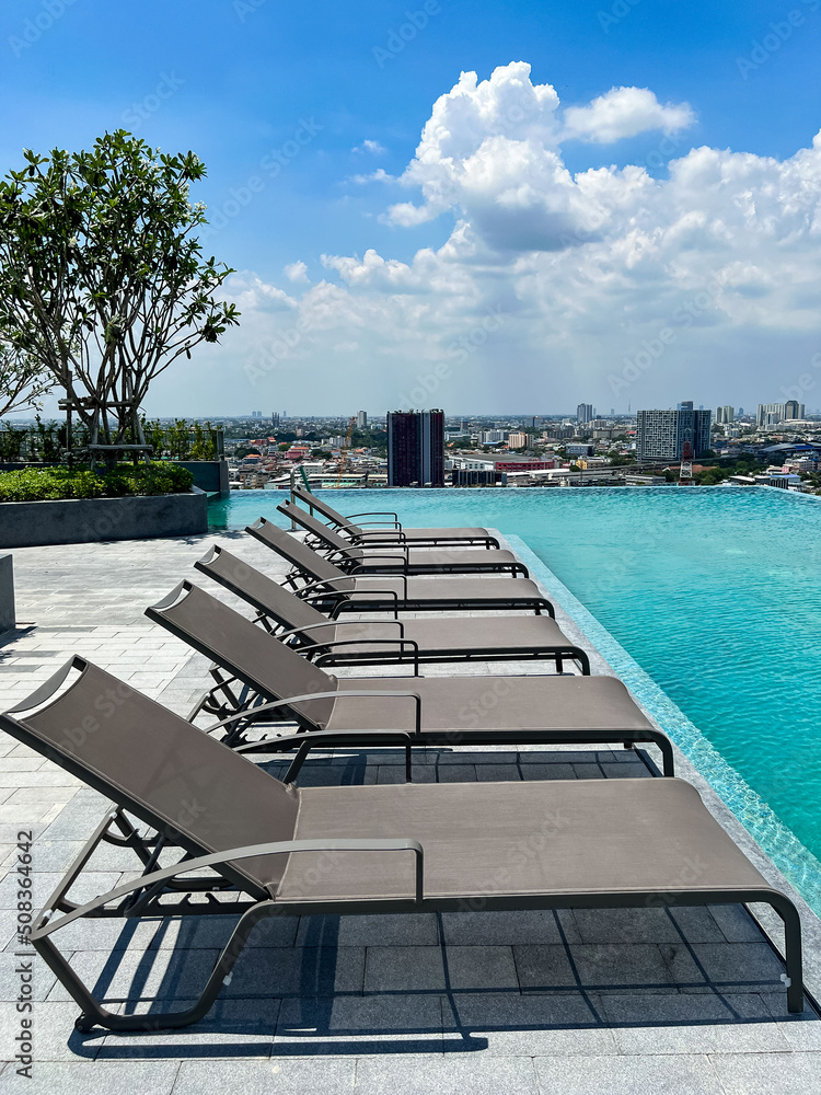 Rooftop swimming pool on a high rise building Stock Photo | Adobe Stock