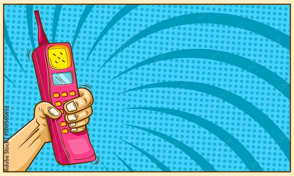 old phone call cartoon vector illustration Stock Vector | Adobe Stock