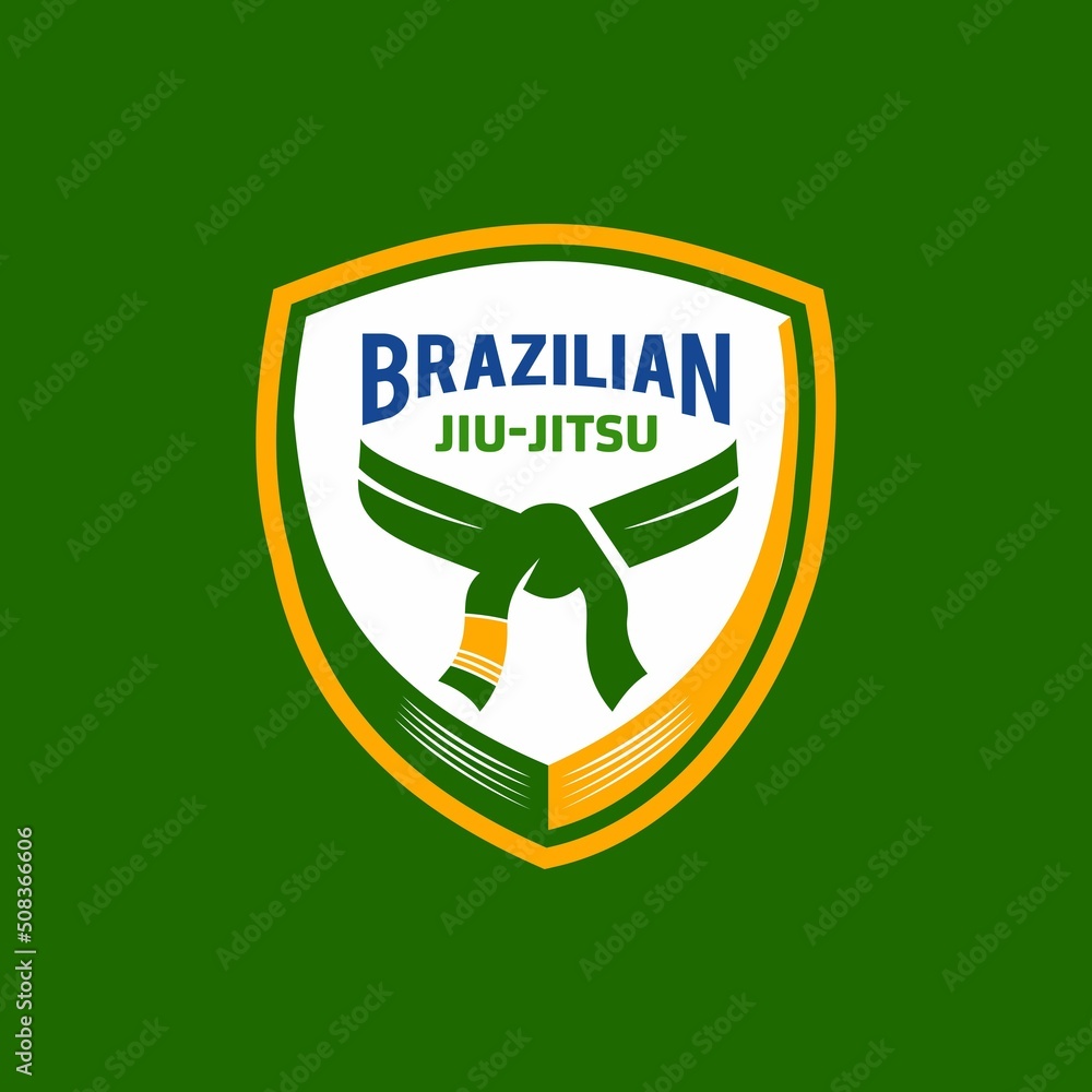 Brazilian jiu jitsu badge emblem belt logo icon vector illustration ...