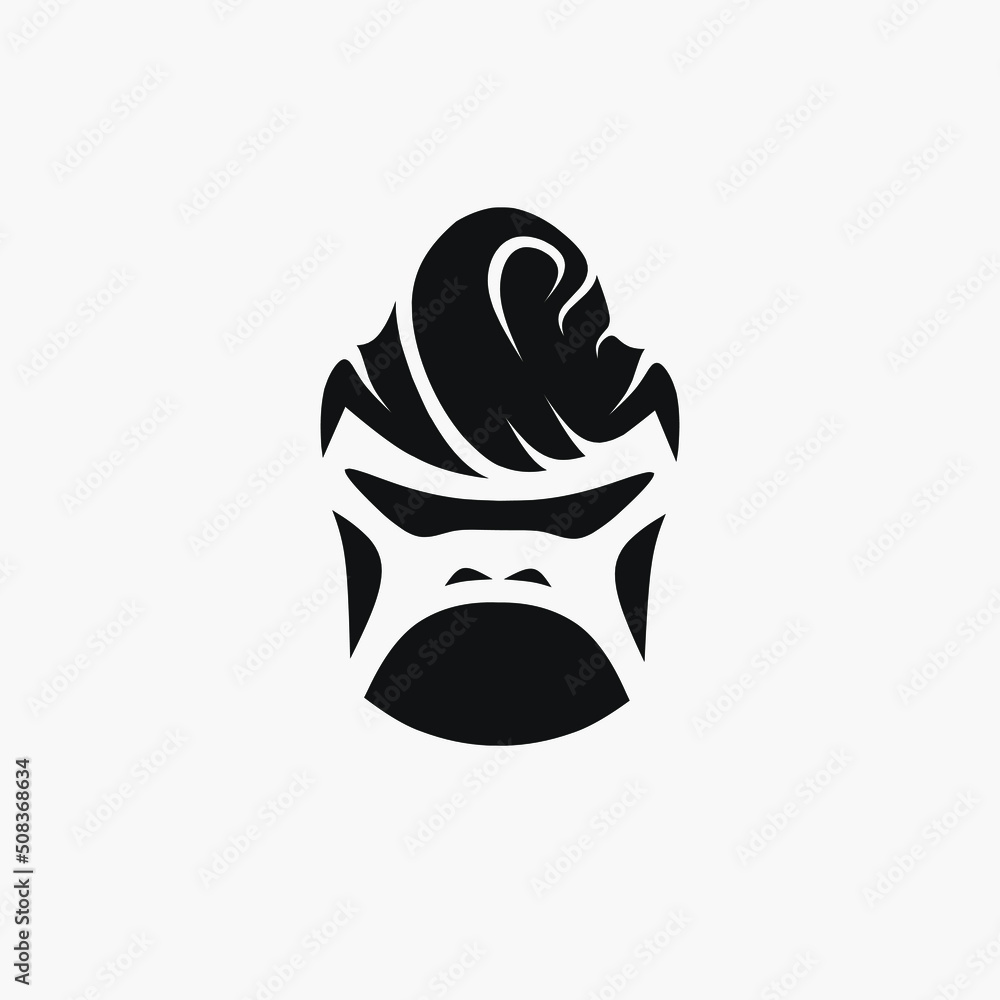 Pompadour gorilla monkey minimalist logo. Simple negative space vector ...