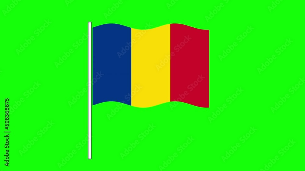 Romania flag seamless loop animation. Chroma key, green screen. Waving ...