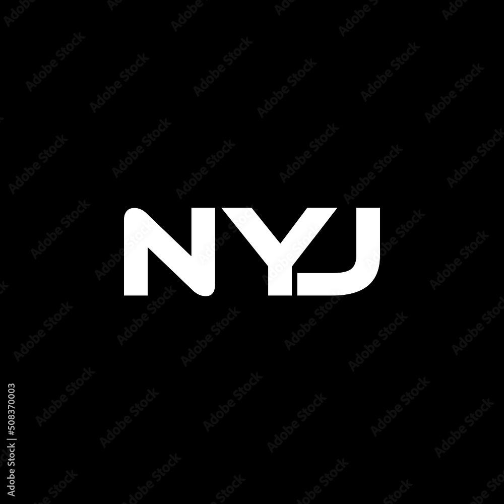 NYJ letter logo design with black background in illustrator, vector ...