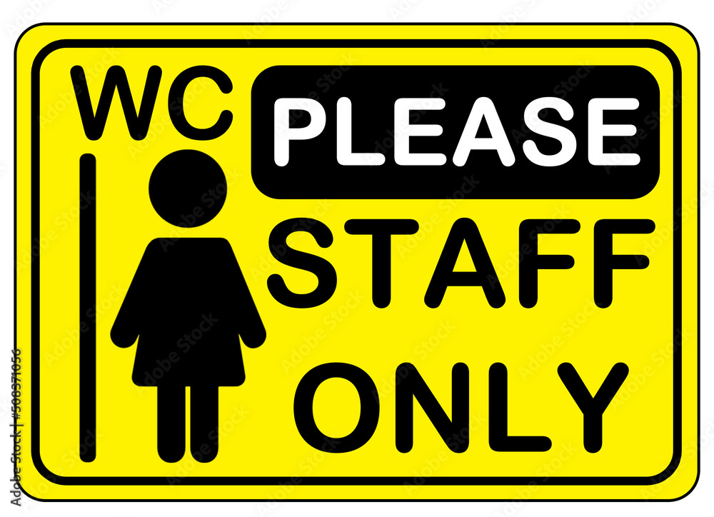 Public Toilet Water Closet WC Sign With Modern Style Setting On Wall 