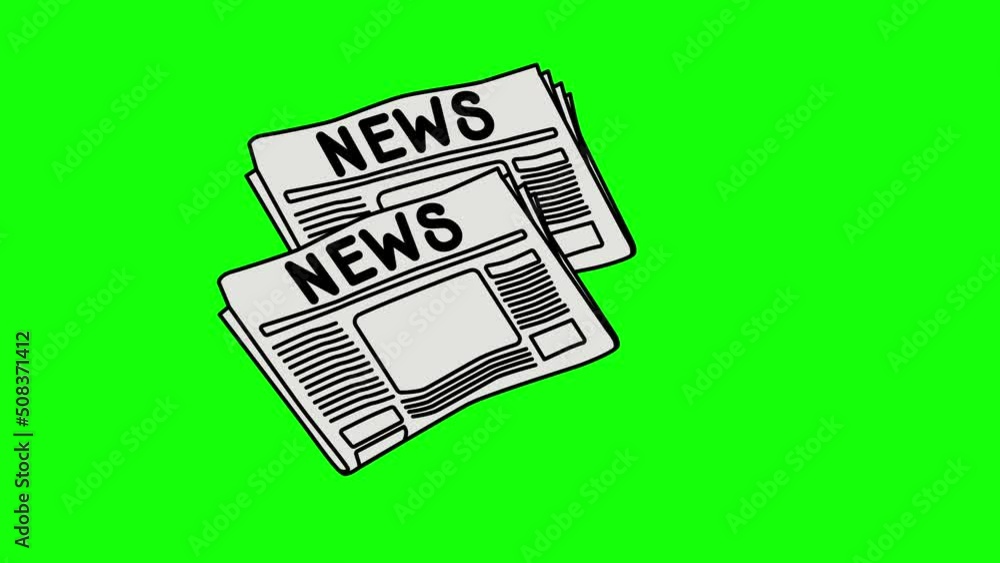 Newspapers appearance animation. White background. Green screen, chroma ...