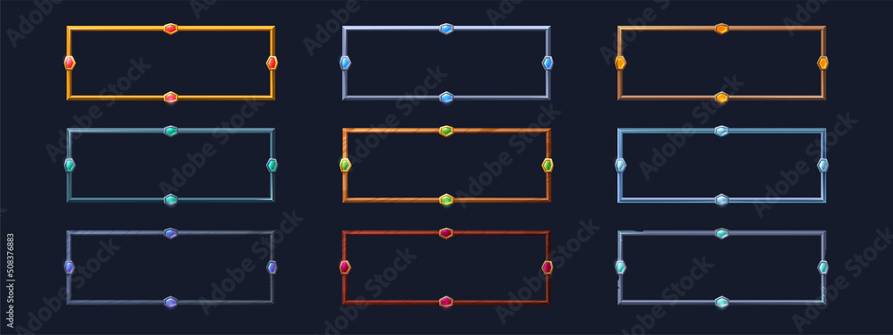 Rectangle frames for game user avatar. Vector cartoon set of empty ...