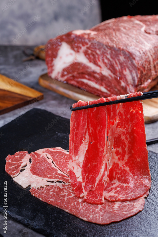 Premium Rare Slices sirloin Wagyu A5 beef with high-marbling texture ...