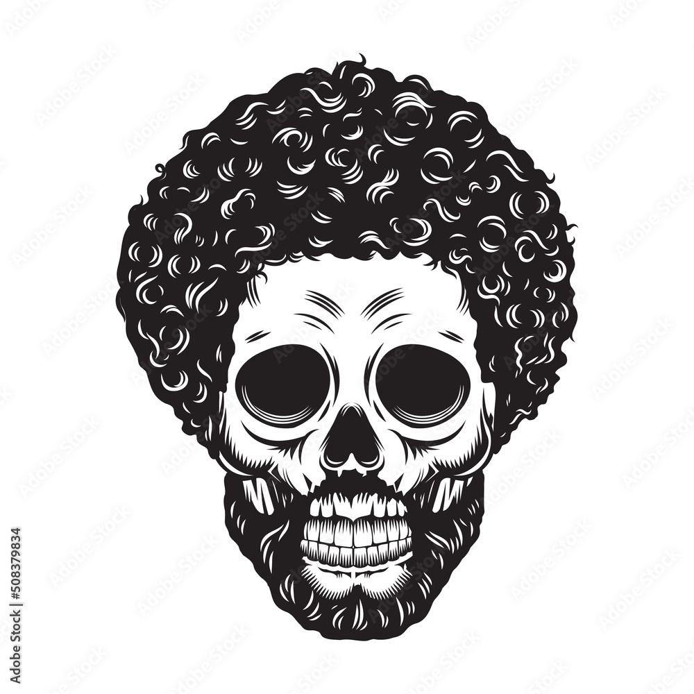 Skull Dad Afro Head design on white background. Halloween and father ...